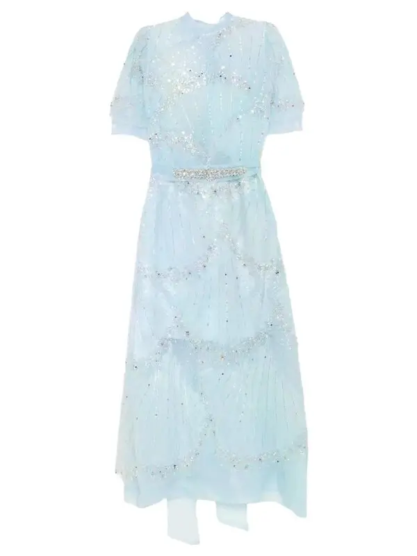MIAU BY CLARA ROTESCU Crystal-embellished Midi Dress - Blue