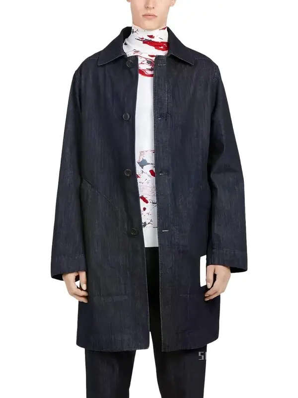 FERRAGAMO Denim Buttoned Coat - Blue
