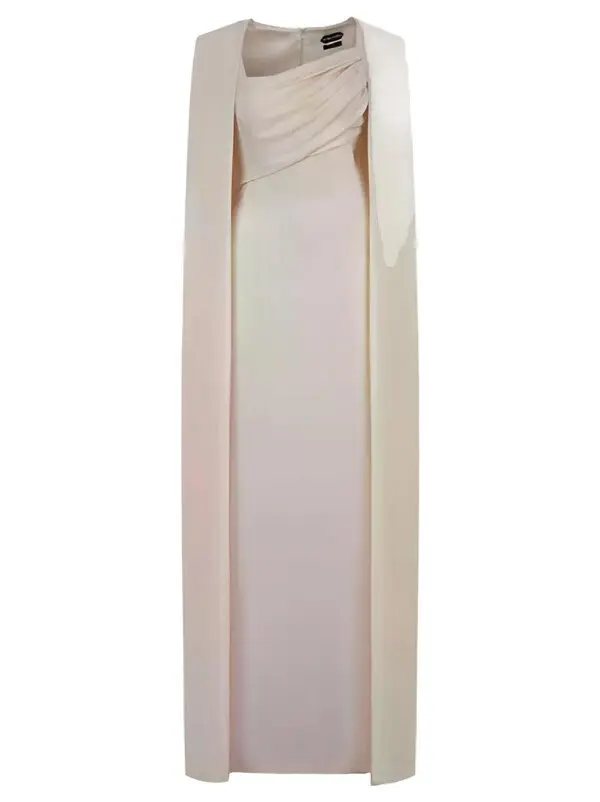 TOM FORD Asymmetric Draped Cape Dress - Neutrals