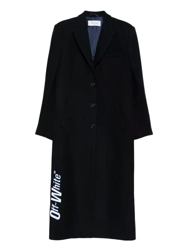 Off-White Logo-detail Coat - Blue