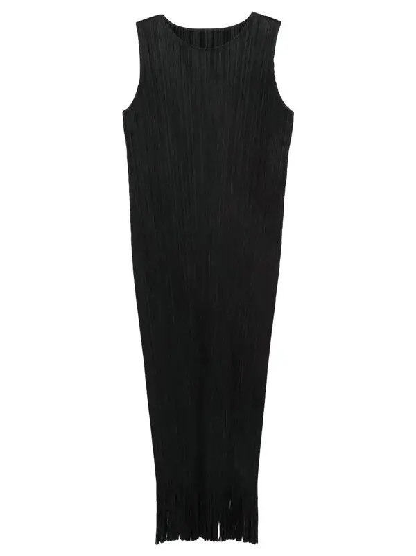 Issey Miyake Wave Pleated-fringe Midi Dress - Black
