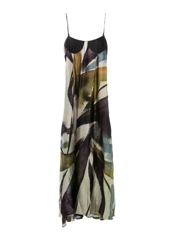 YANGKEHAN Floral-print Silk Maxi Dress - Neutrals