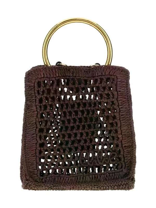 Chloé Raffia Circle-handle Tote - Brown