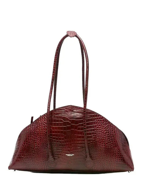 FEDERICO CINA La Bauletto Crocodile-effect Zip-top Shoulder Bag - Red
