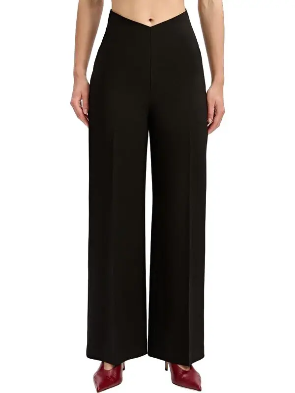 Bardot Polina V Waist Wide Leg Pants - Black