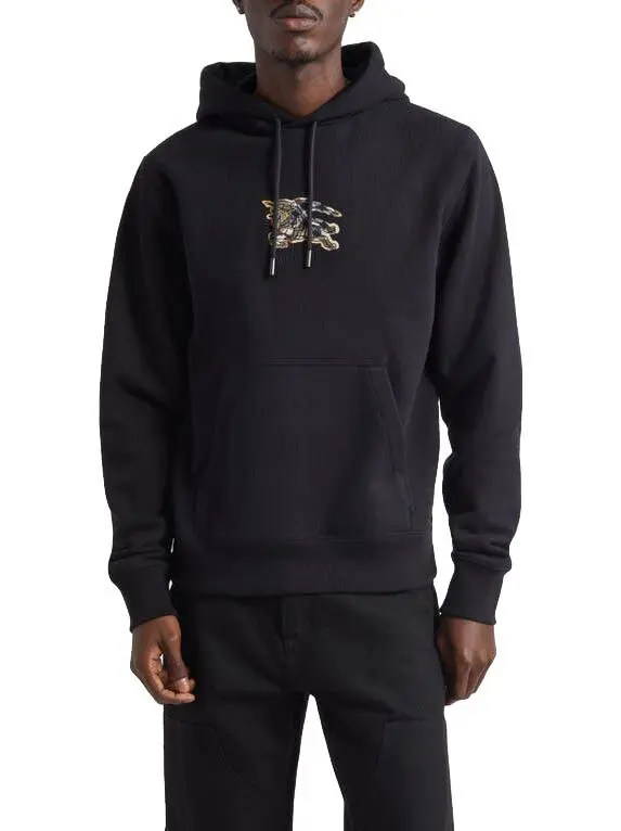 Burberry Simon Ekd Appliqué Cotton Hoodie - Black