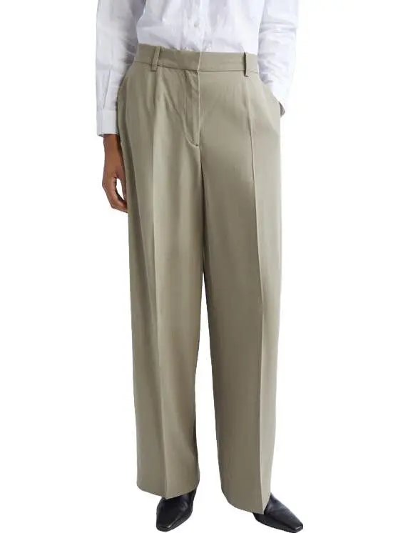 TOTEME Fluid Wide-leg Wool-blend Trousers - Taupe