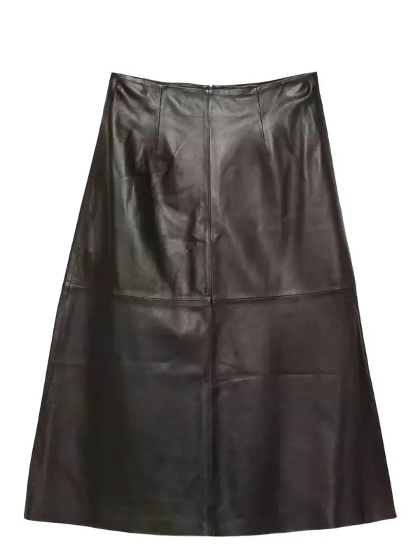 ARMA Leather A-line Skirt - Brown