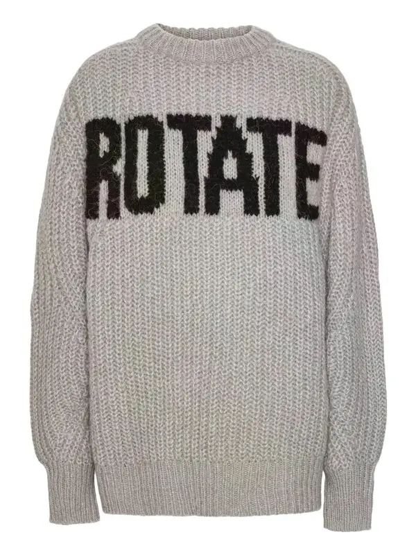 ROTATE BY BIRGER CHRISTENSEN Logo Ribbed-knit Sweater - Grey