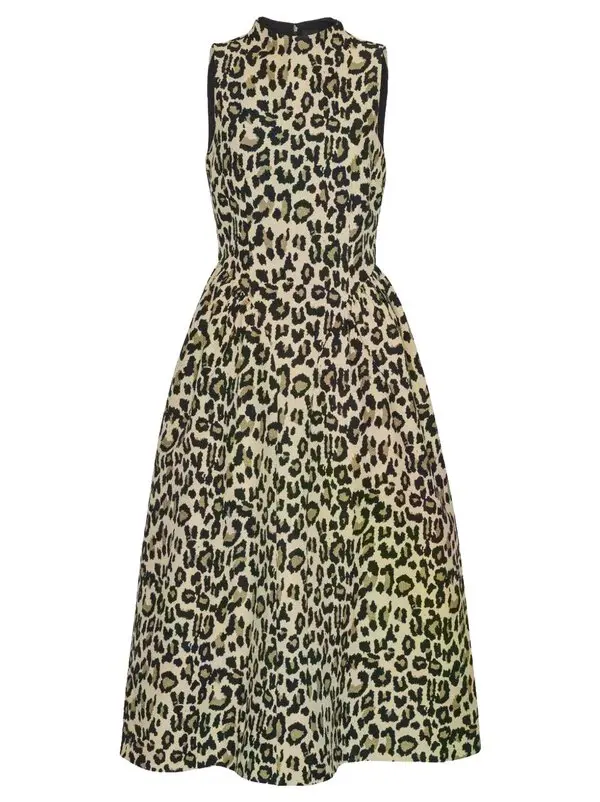 ROTATE BY BIRGER CHRISTENSEN Jacquard Midi Dress - Neutrals