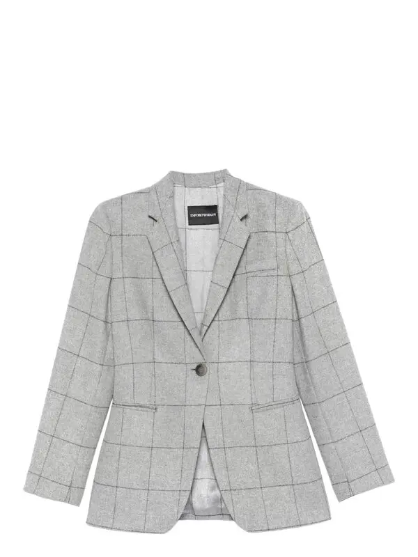Emporio Armani Checked Felted Blazer - Grey