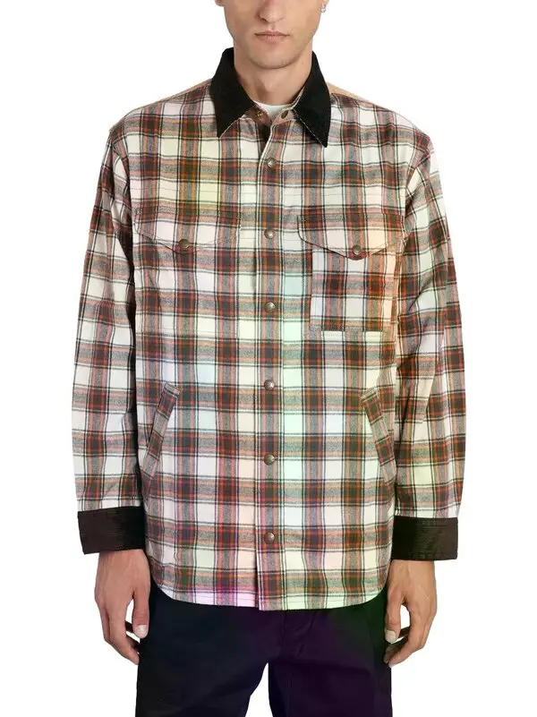 Junya Watanabe Checked Corduroy-paneled Overshirt - Neutrals