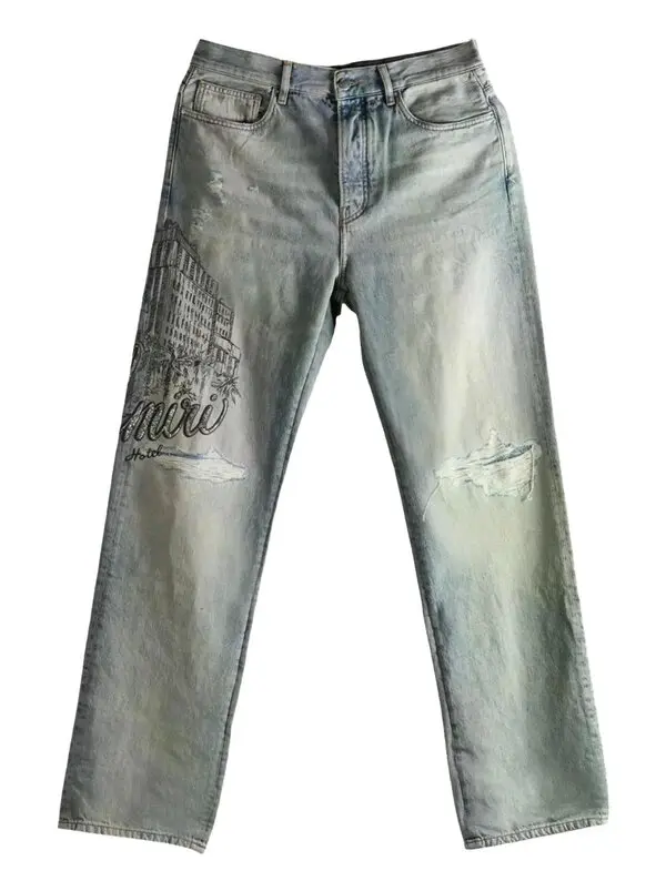 Amiri Crystal Hotel Straight Leg Jeans - Blue