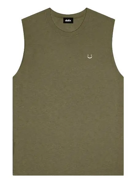 DALIX Lil Smile Muscle Tank - Heather Olive