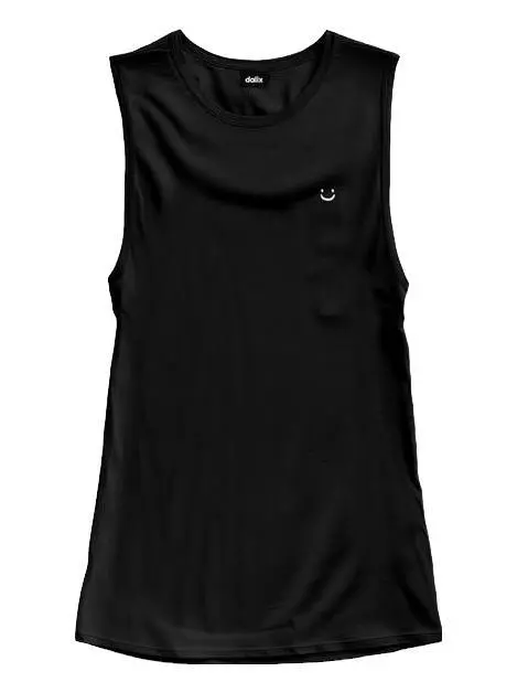 DALIX Embroidered Muscle Tank - Black