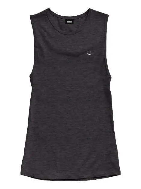DALIX Embroidered Muscle Tank - Dark Heather