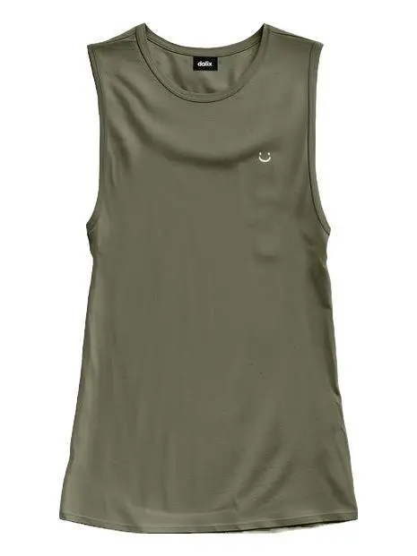 DALIX Embroidered Muscle Tank - Mil Green