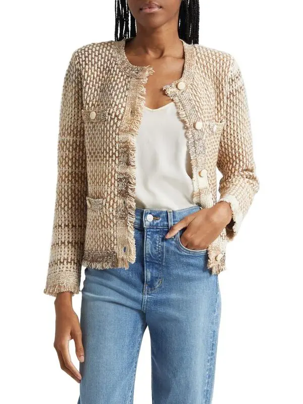 Veronica Beard Sariyah Cotton-blend Knit Jacket - Desert Khaki Multi