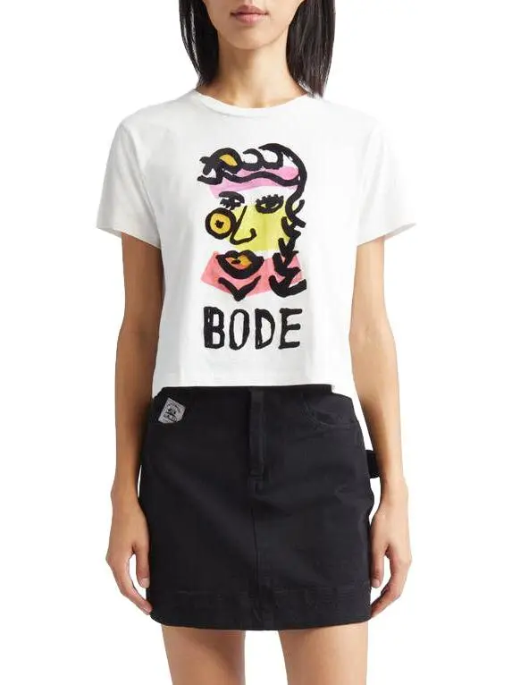 BODE Visage Cotton Graphic T-shirt - Cream