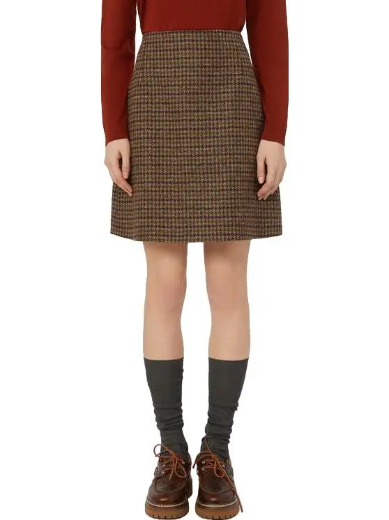 Max Mara Vata Plaid Wool Blend Skirt - Wine Coloured