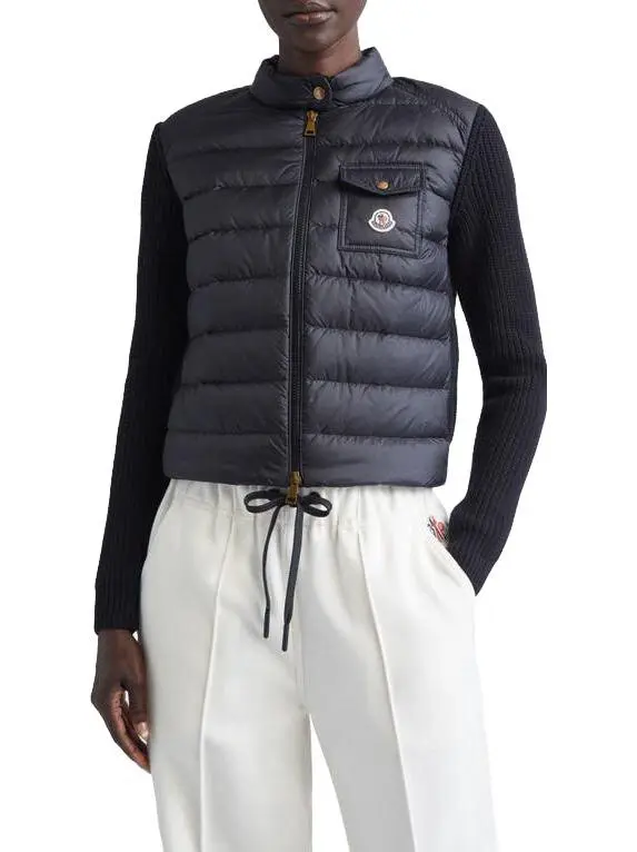 Moncler Wool, Cashmere And Quilted Down Puffer Cardigan - Black