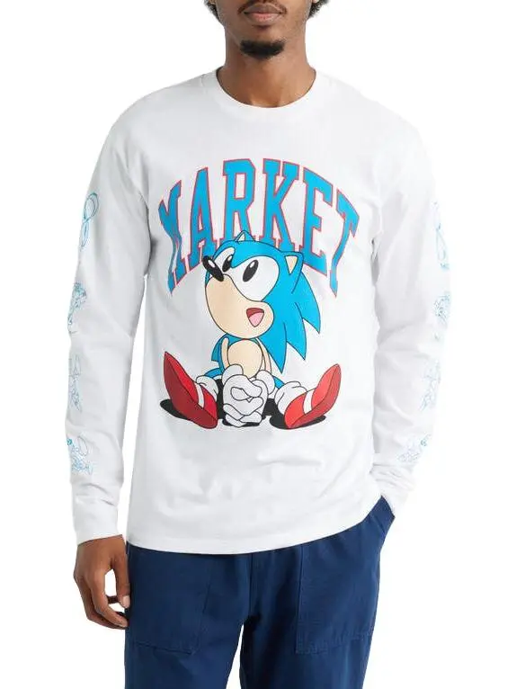 MARKET X Sonic Run Long Sleeve Cotton Graphic T-shirt - White