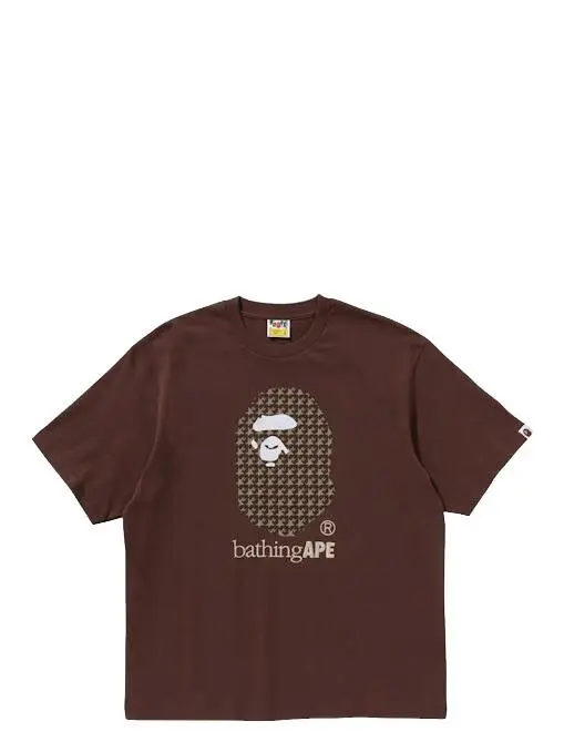 A BATHING APE Sta Houndstooth Bathing Ape Relaxed Fit Tee Shirt - Brown