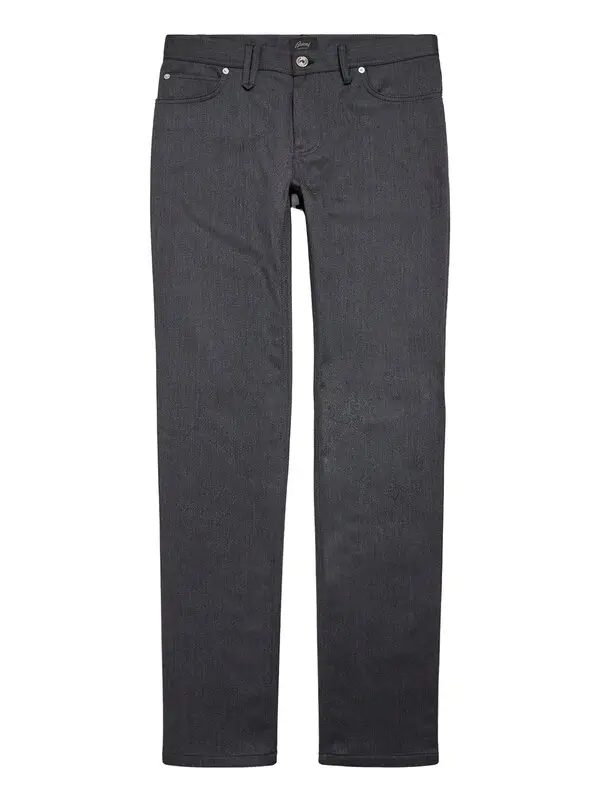 Brioni Wool-cotton Straight Leg Jeans - Grey