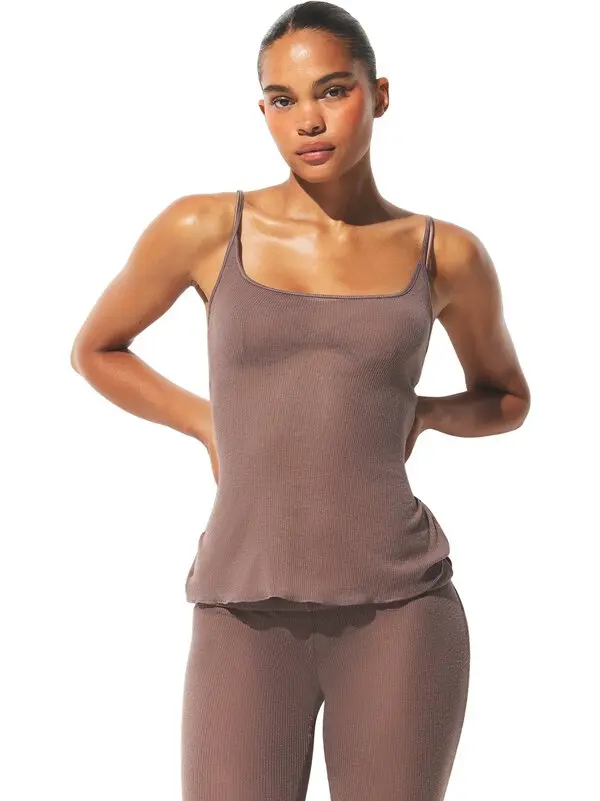 SKIMS Sheer Rib Long Cami - Pewter