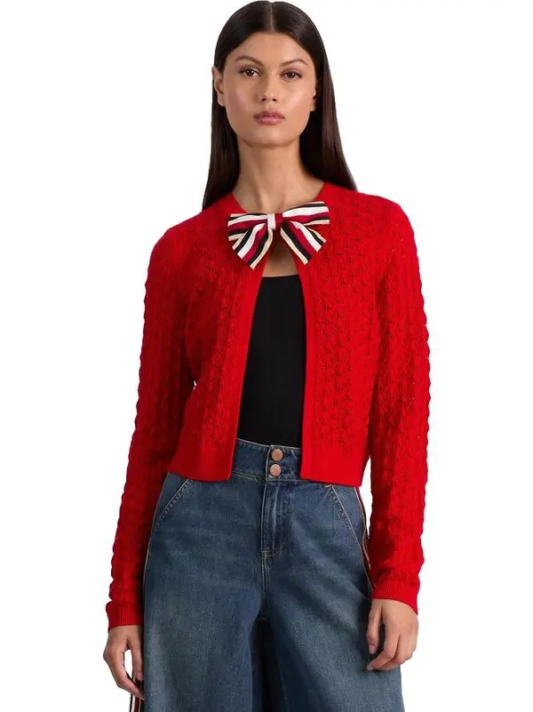 Alice + Olivia Dollie Open Front Cardigan - Red