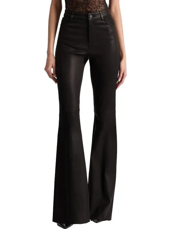 Alice + Olivia Brent Leather Bell Pant - Black