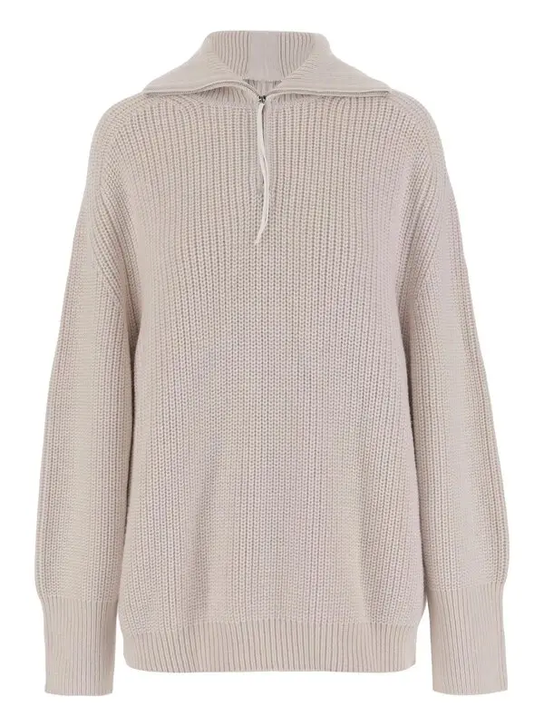 Carven Wool Zip-up Sweater - Beige