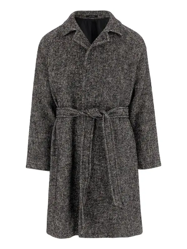 Tagliatore Cotton And Wool Blend Coat - Black