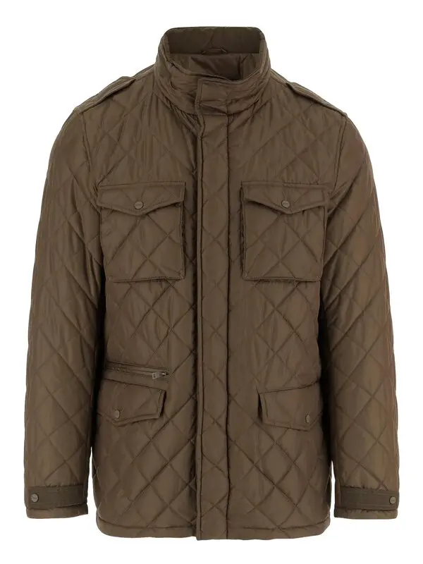 Herno Quilted Jacket With High Collar - Green