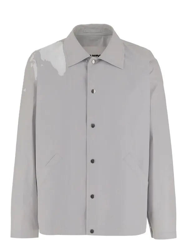 JIL SANDER Cotton Jacket With Logo - Light Grey