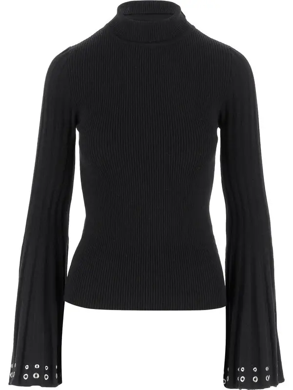 Blumarine High Neck Wool Sweater - Black