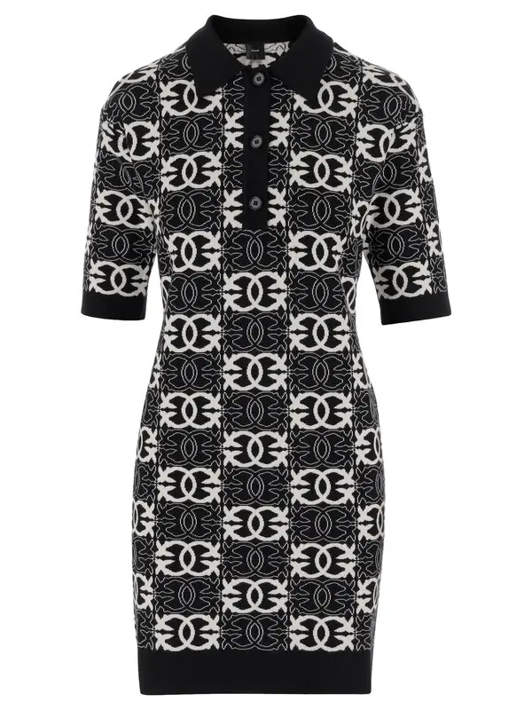 Pinko Love Birds Viscose Blend Dress - Black