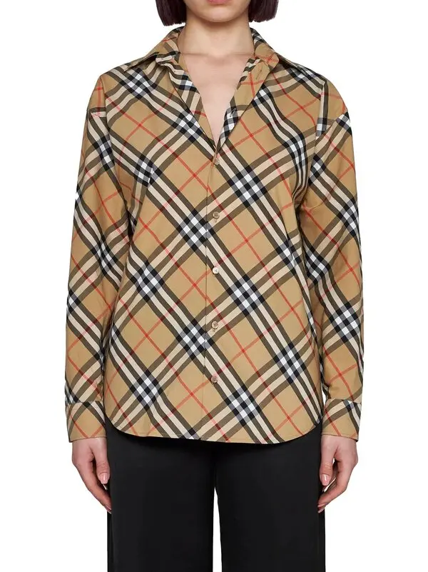 Burberry Check Cotton Shirt - Brown