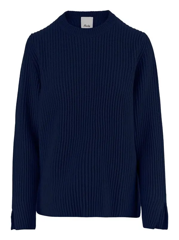 ALLUDE Wool And Cashmere Ribbed Knit Sweater - Blue