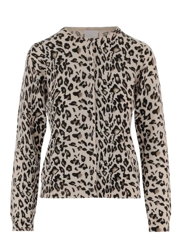 ALLUDE Leopard Print Wool And Cashmere Cardigan - Red