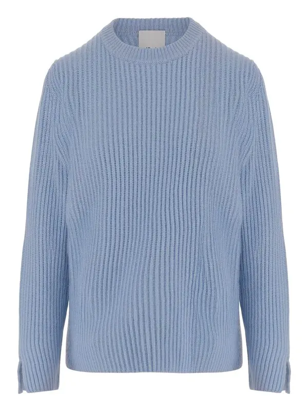 ALLUDE Wool And Cashmere Ribbed Sweater - Light Blue
