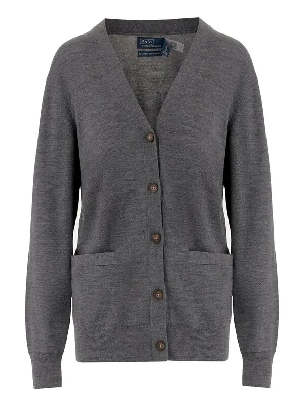 Polo Ralph Lauren Wool Cardigan With Pockets - Grey
