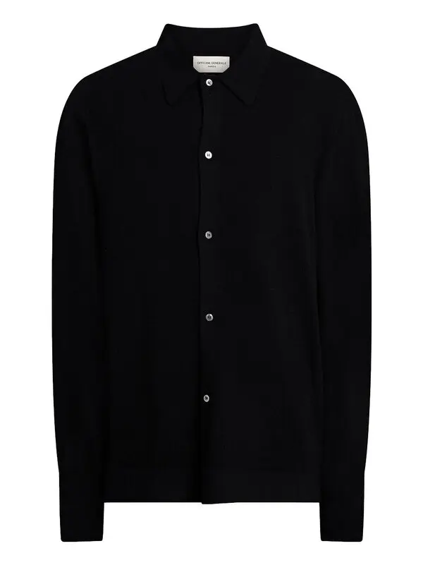 Officine Générale Brent Wool Cardigan - Black