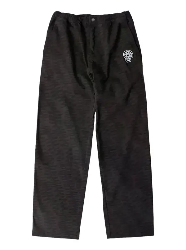 PARRA Stitched Skull Wave-pattern Trousers - Washed Grey