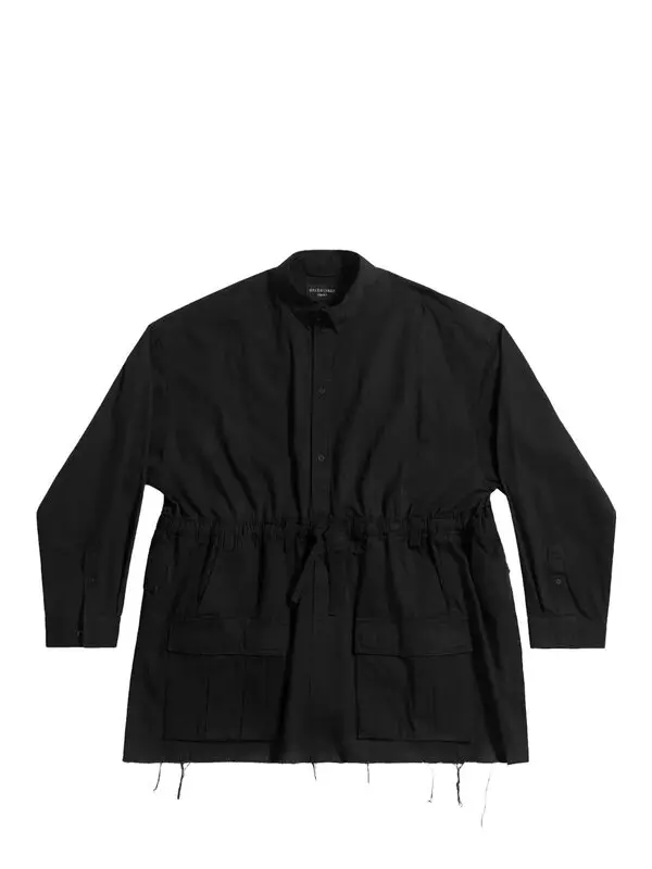 Balenciaga Drawstring-waist Cotton Shirt - Black