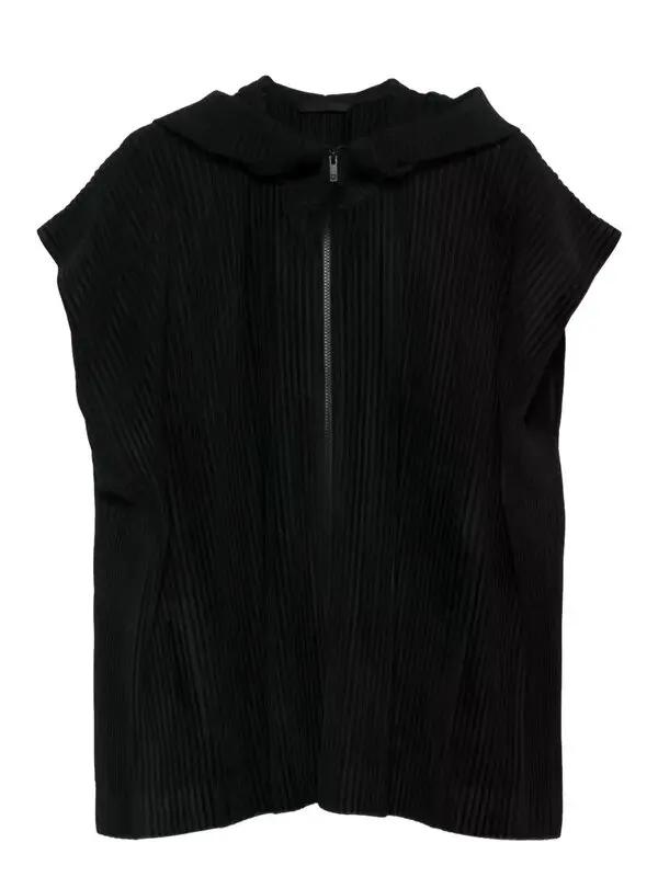 Issey Miyake Pleated Hooded Gilet - Black