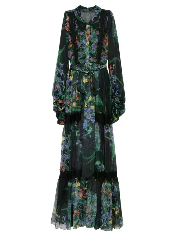 MIAU BY CLARA ROTESCU Floral Print Maxi Dress - Black