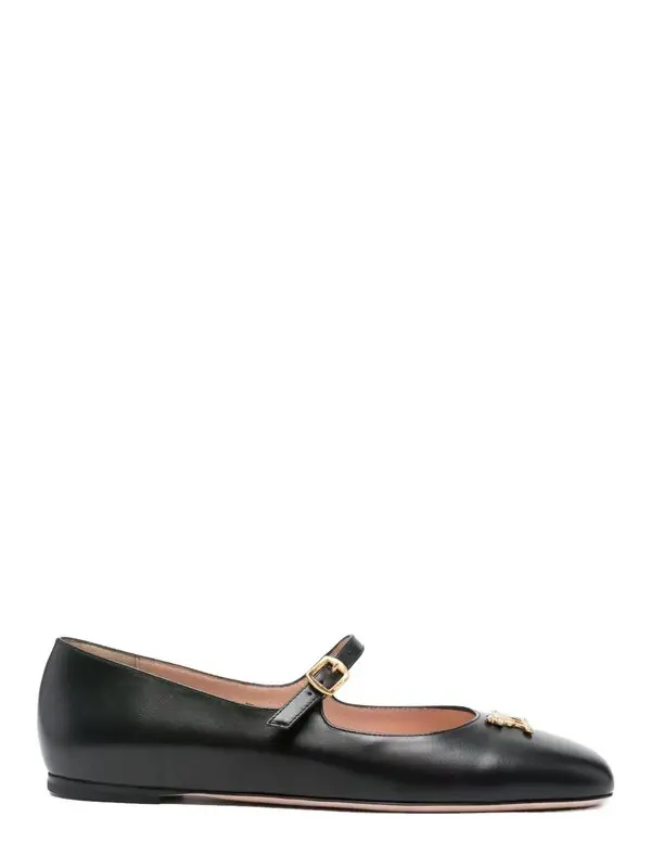 Bally Buckle-detail Leather Ballerinas - Black