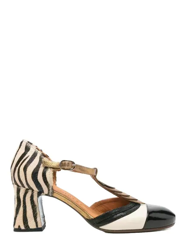 Chie Mihara 60mm Zebra-print Panelled Pumps - Neutrals