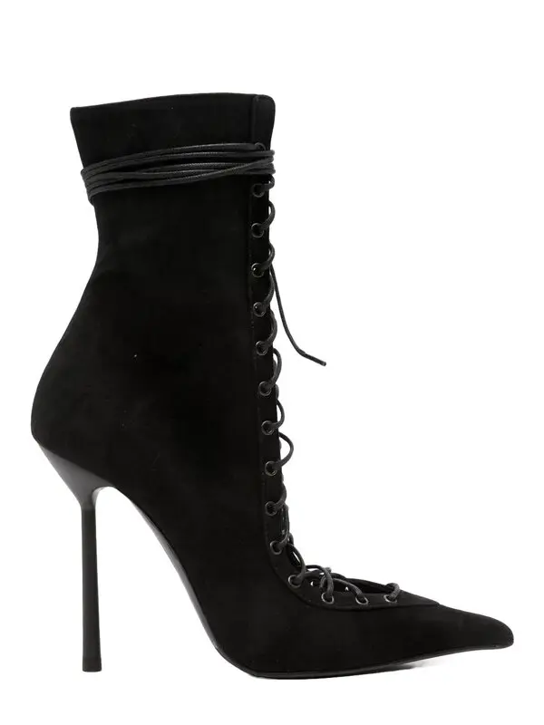 LE SILLA 100mm Colette Lace-up Pointed-toe Boots - Black